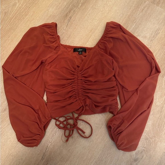 Lulus | Tops | Lulus Red Puff Sleeve Ruched Crop Blouse | Poshmark